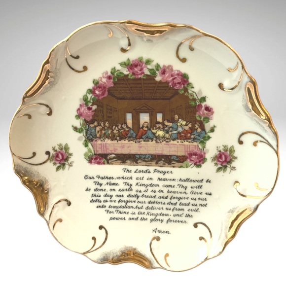 Wall Decor | Vintage Jesus The Lords Prayer Porcelain Wall Hanging ...